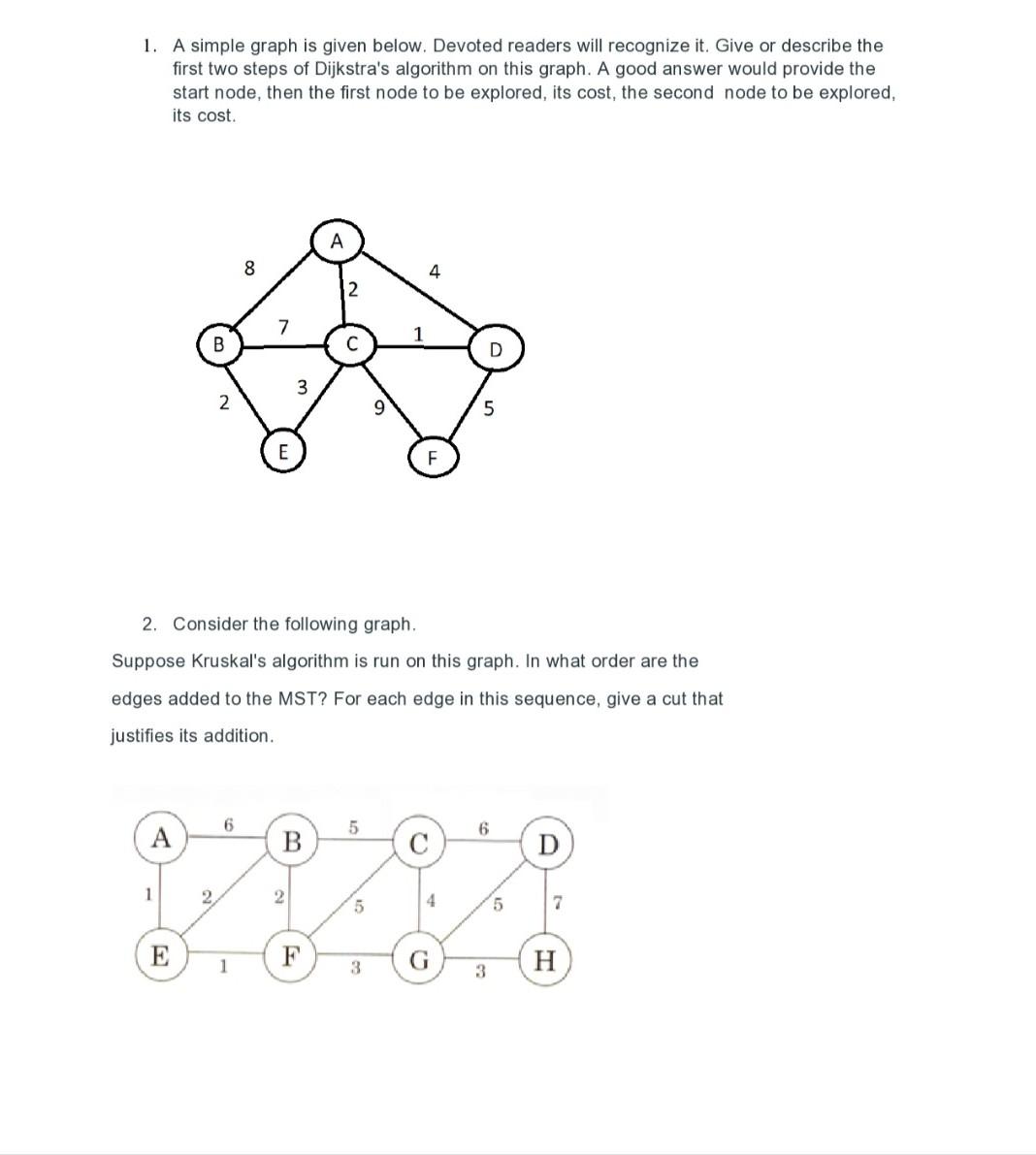 Solved 1. A simple graph is given below. Devoted readers | Chegg.com
