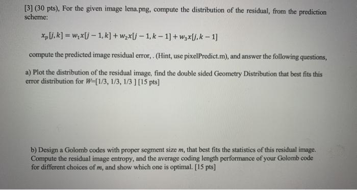 [3] (30 pts), For the given image lena.png, compute | Chegg.com
