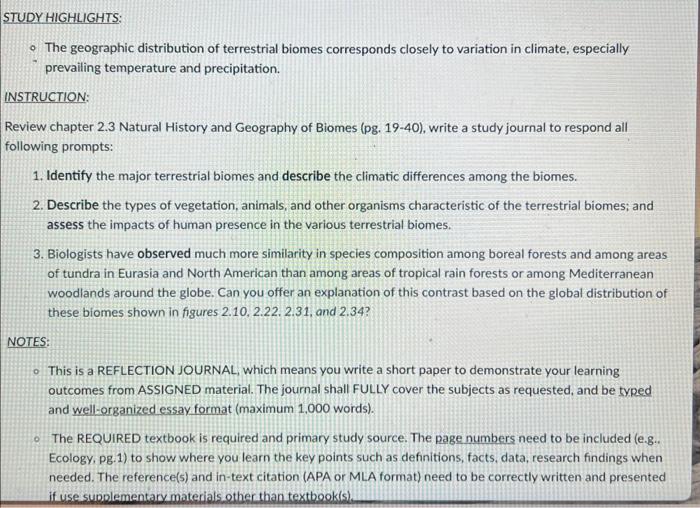 Solved STUDY HIGHLIGHTS: - The geographic distribution of | Chegg.com
