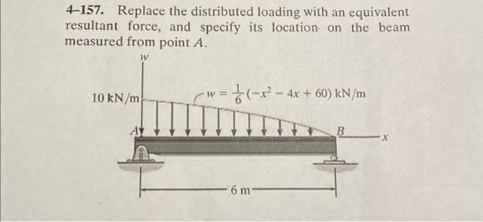 Solved 4-157. Replace the distributed loading with an | Chegg.com