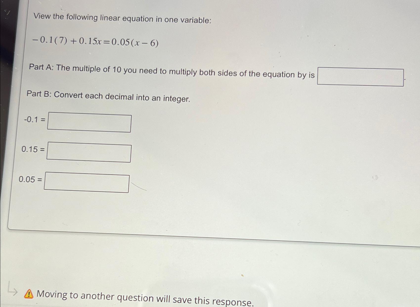 Solved View the following linear equation in one | Chegg.com