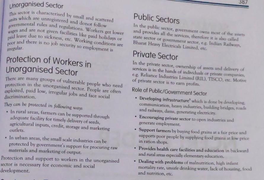 Solved 387 Unorganised Sector This sector is characterised | Chegg.com