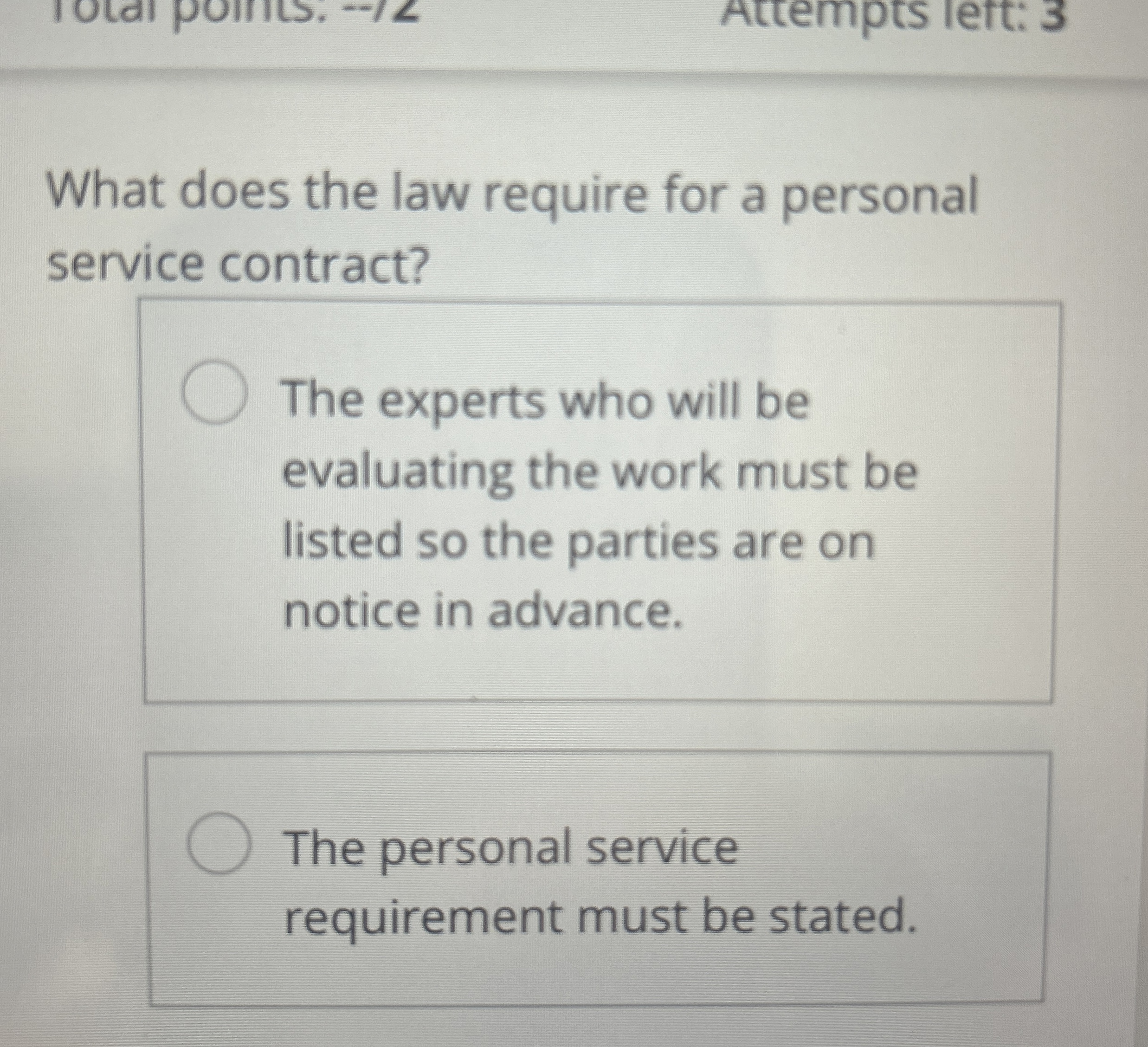 Solved What does the law require for a personalservice | Chegg.com