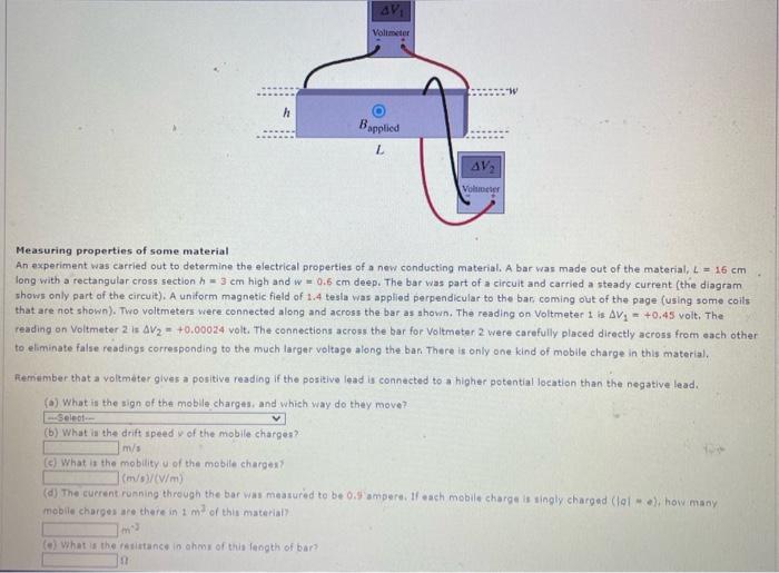 Measuring properties of some material An experiment | Chegg.com