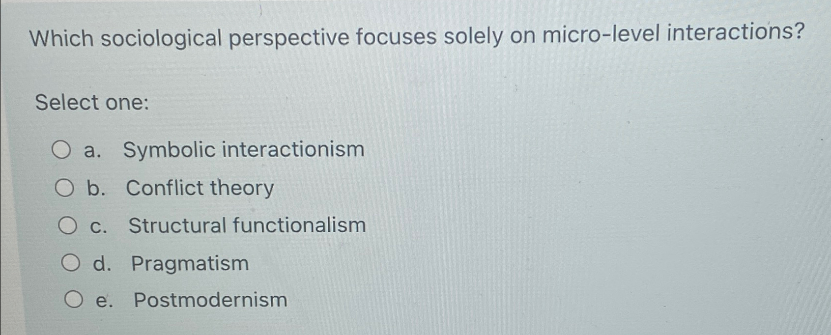Solved Which sociological perspective focuses solely on | Chegg.com