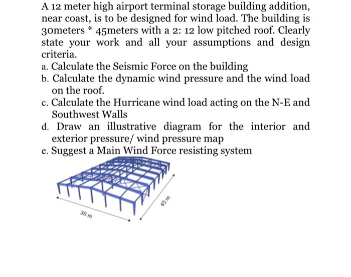 Solved A 12 meter high airport terminal storage building | Chegg.com