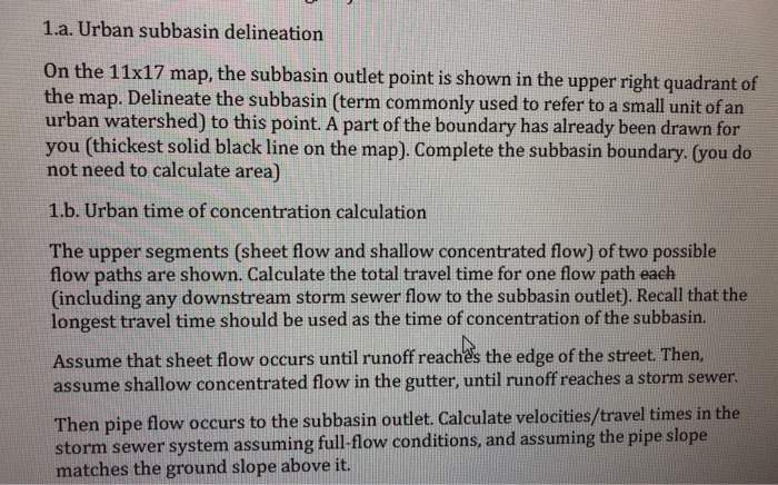 1.a. Urban subbasin delineation On the 11x17 map, the | Chegg.com