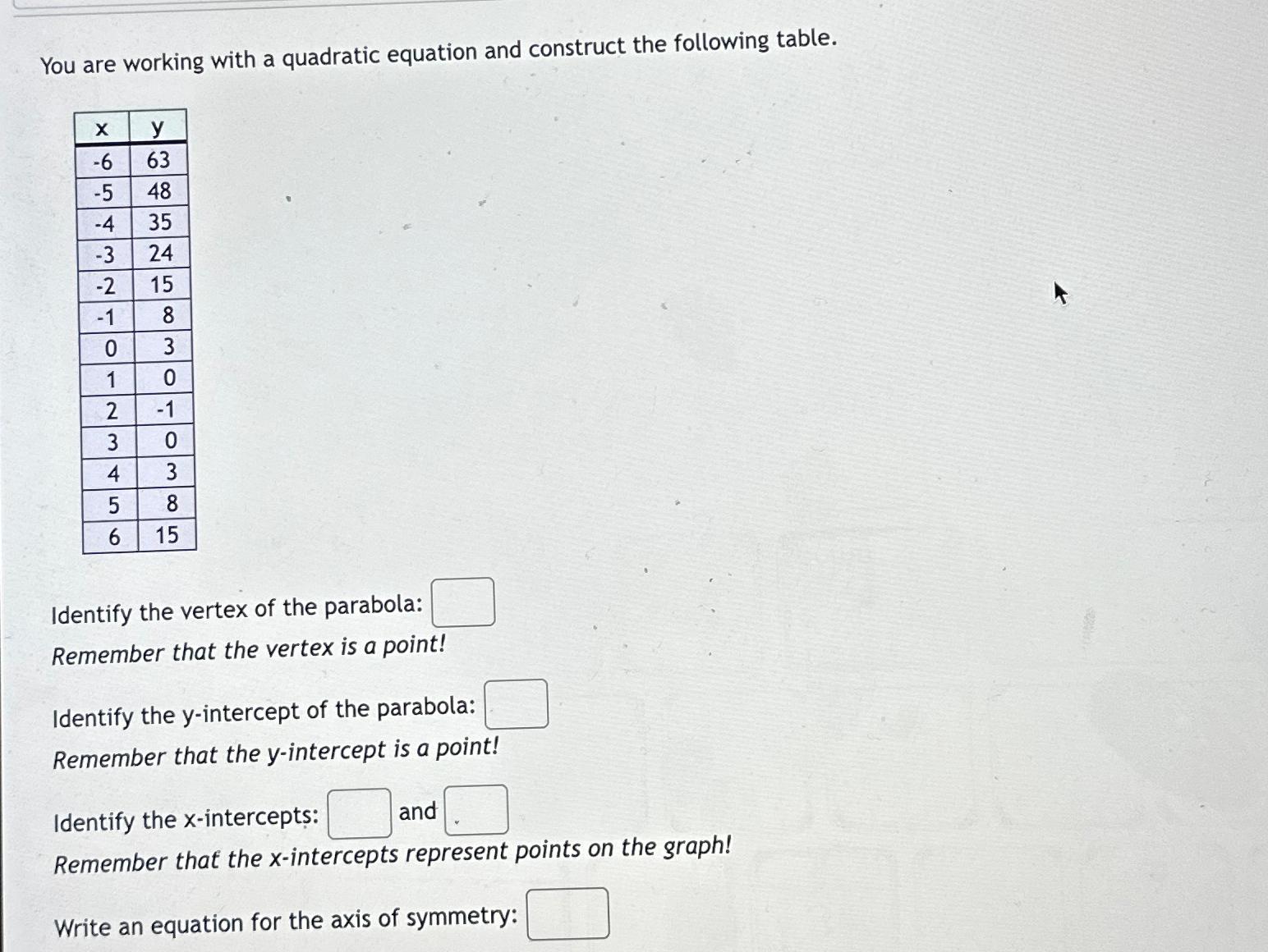 Solved You are working with a quadratic equation and | Chegg.com