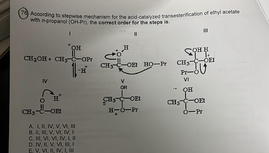 Solved (76) ﻿According to stepwise mechanism for the | Chegg.com