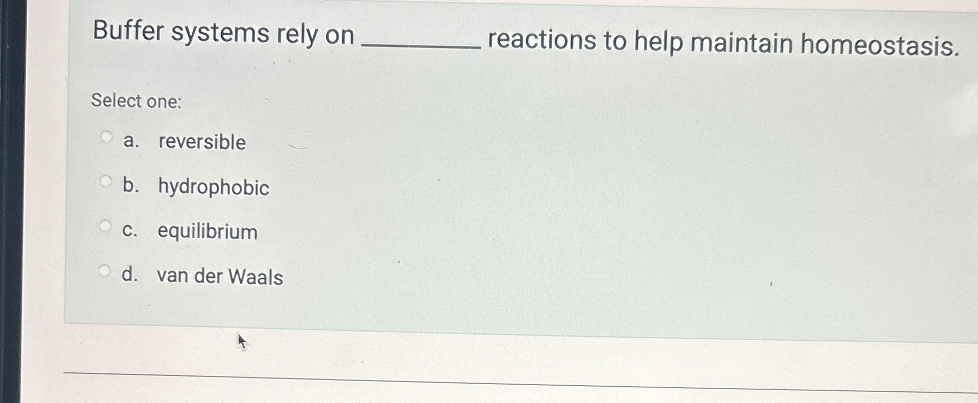 Solved Buffer systems rely on q, ﻿reactions to help maintain | Chegg.com