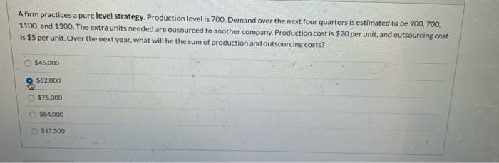 Solved A firm practices a pure level strategy. Production | Chegg.com