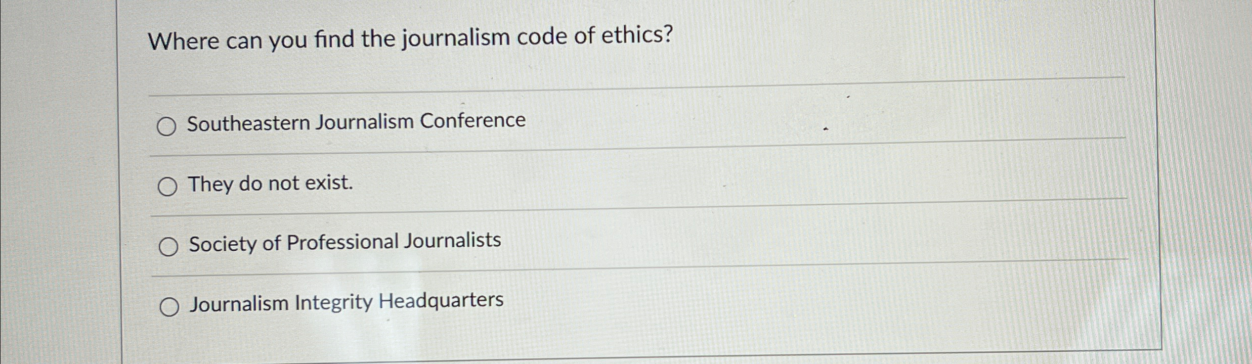 Solved Where can you find the journalism code of | Chegg.com