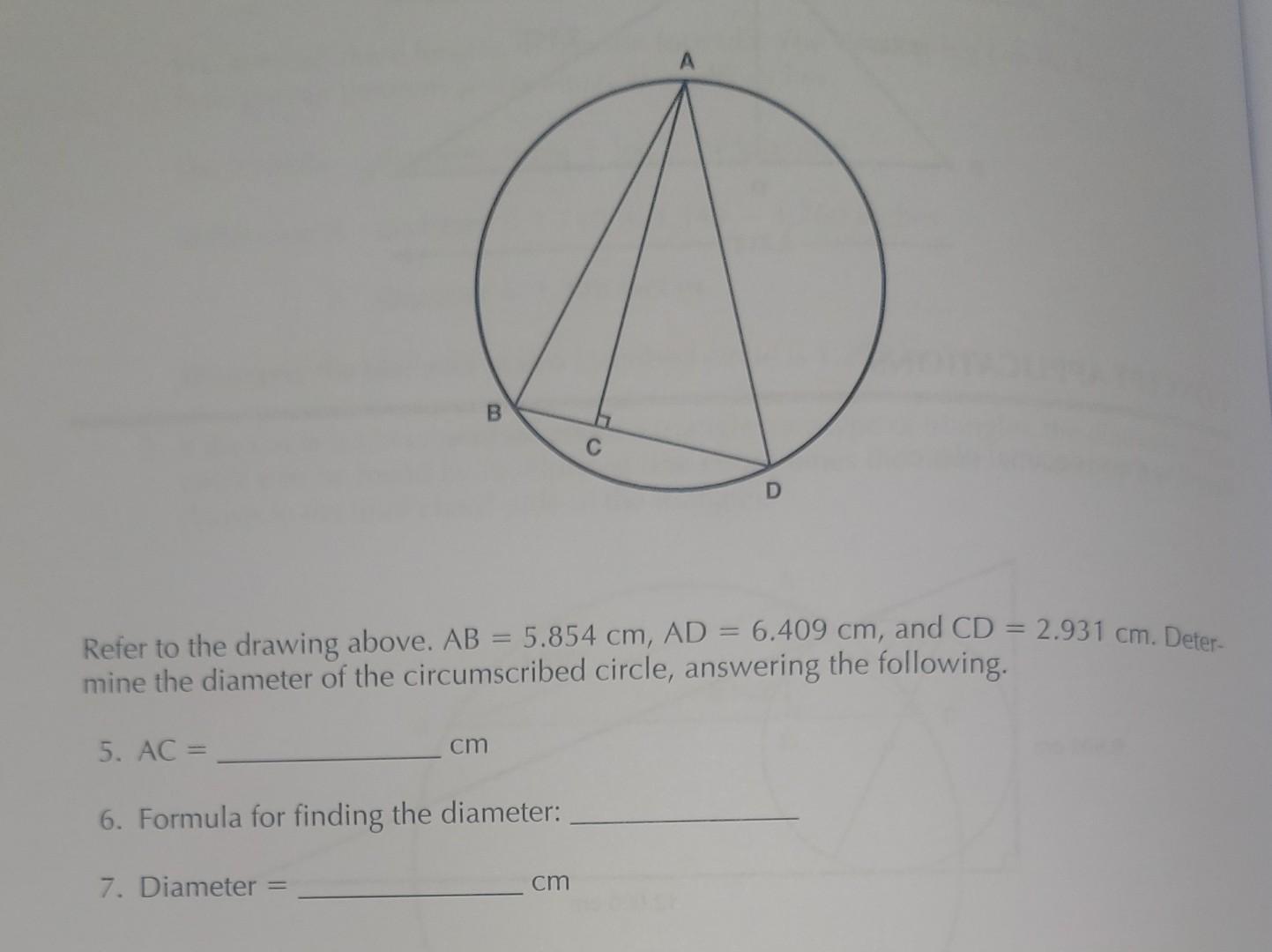 Solved Round to three decimal places. Determine the diameter | Chegg.com
