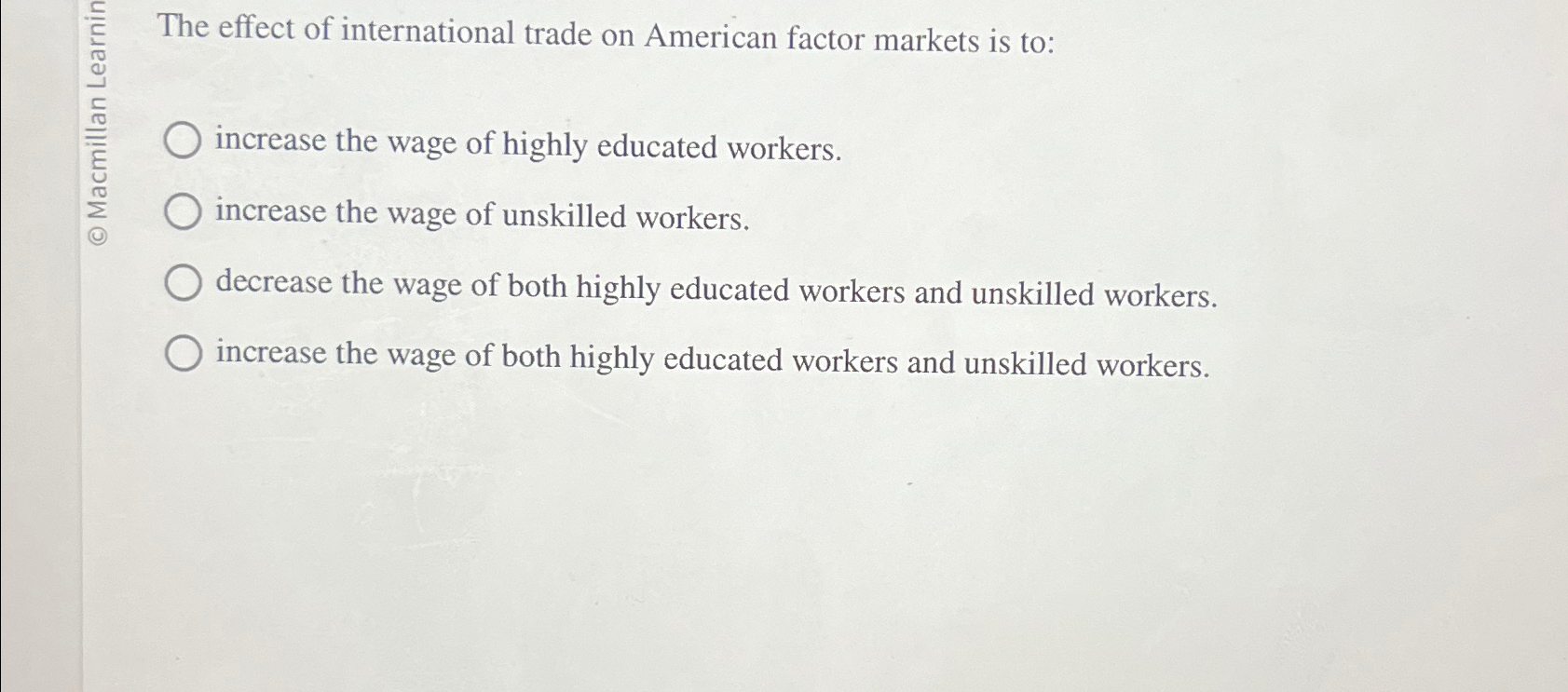 Solved The effect of international trade on American factor | Chegg.com