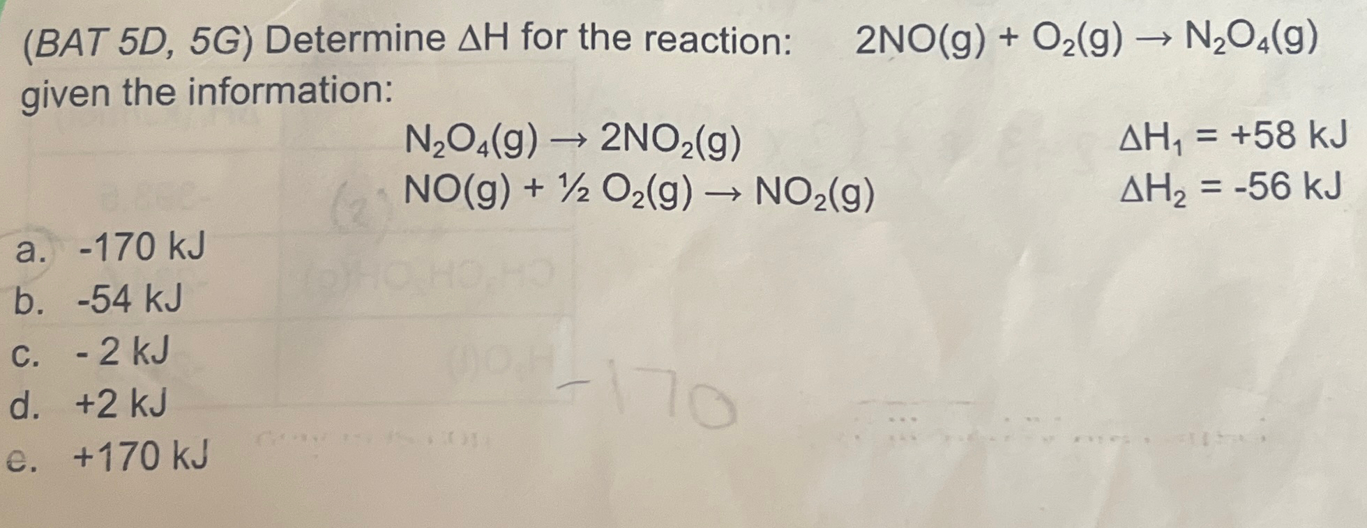 Solved (BAT 5D, 5G) ﻿Determine ΔH ﻿for the reaction: | Chegg.com