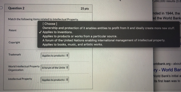 Solved .260,000 results (0.6 Question 2 25 pts nded in 1944, | Chegg.com
