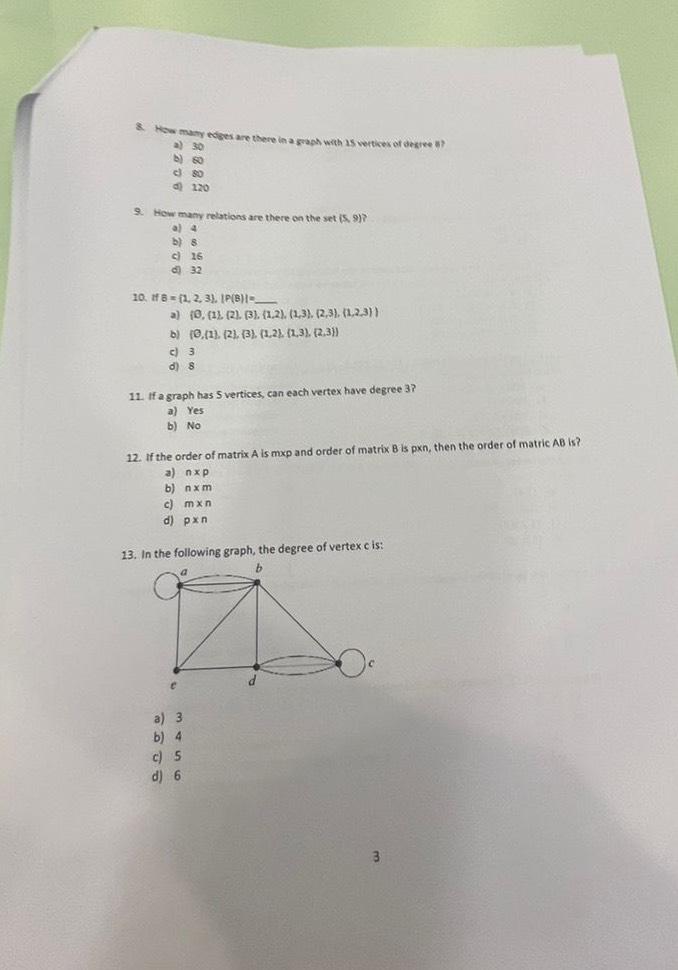 Solved How many edfes are there in a graph with is werticex | Chegg.com