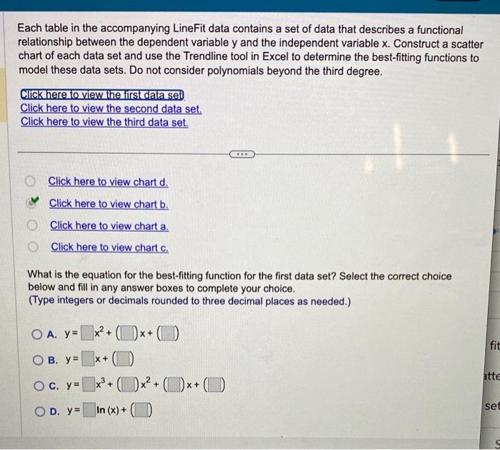 Solved Each table in the accompanying LineFit data contains | Chegg.com