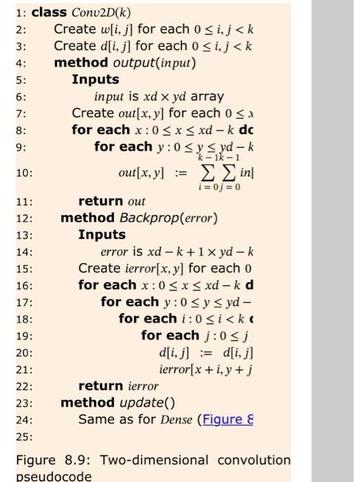 Give The Pseudocode For Conv1d For One Dimensional