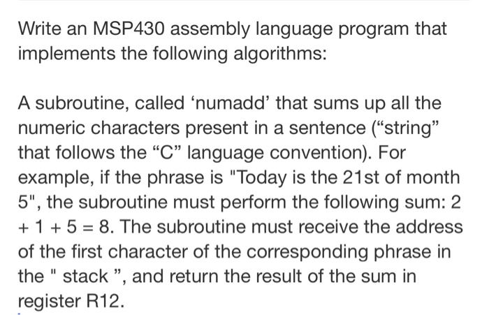 Solved Write an MSP430 assembly language program that | Chegg.com Solved Write an MSP430 assembly language program that | Chegg.com