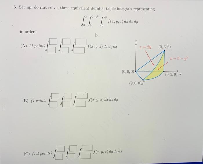Solved 6. Set up, do not solve, three equivalent iterated | Chegg.com