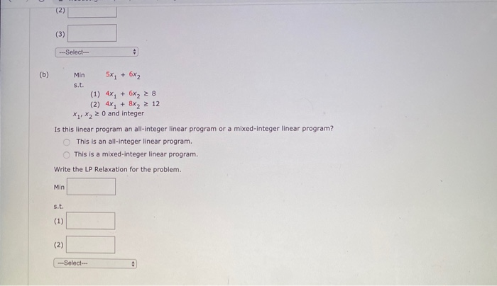 Solved Indicate which of the following is an all-integer | Chegg.com