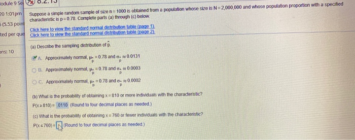 Solved Suppose a simple random sample of size n=1000 is | Chegg.com