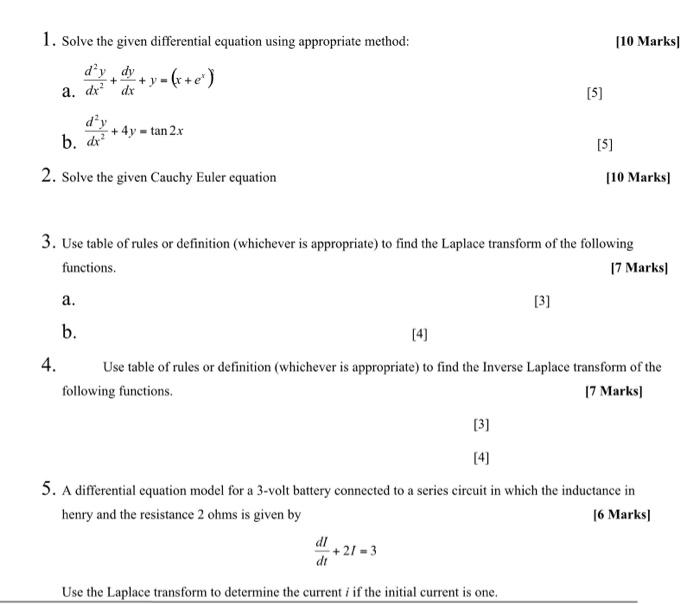 Solved 1. Solve the given differential equation using | Chegg.com