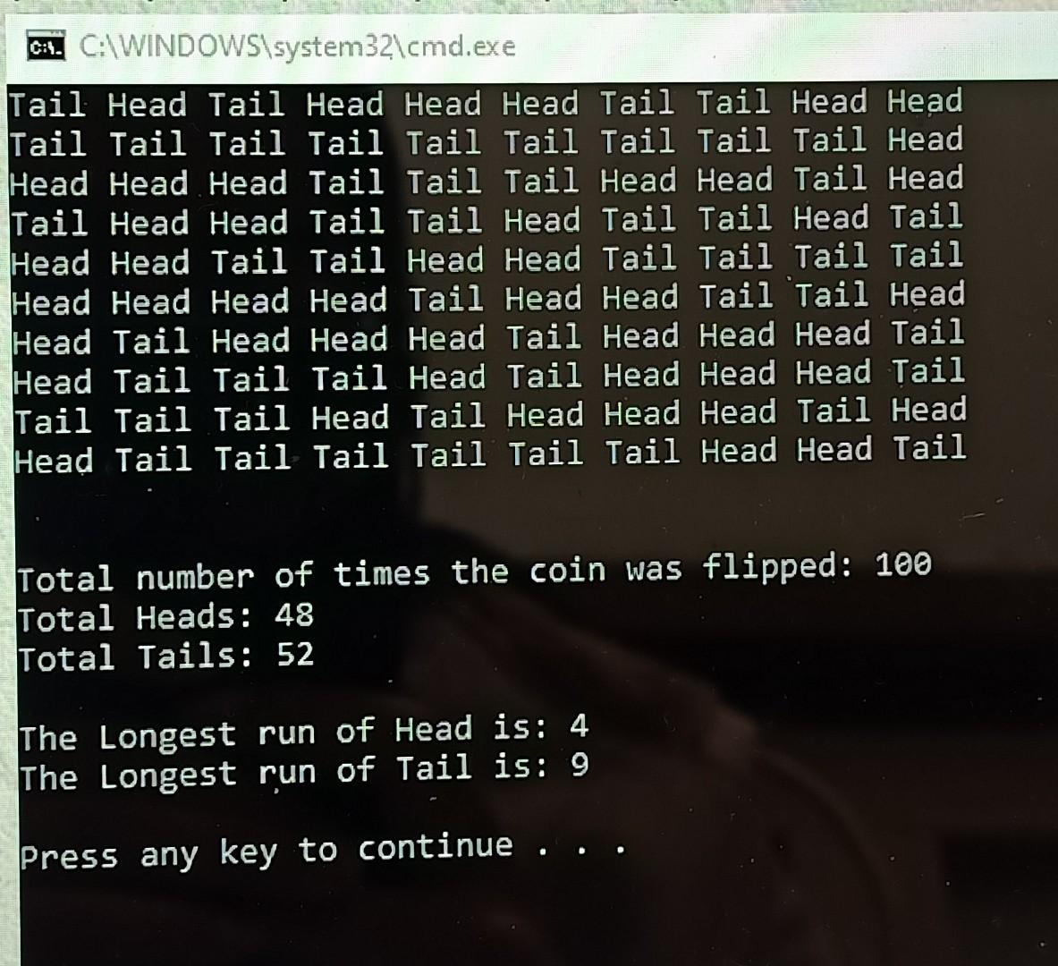 Solved Tail Head Tail Head Head Head Tail Tail Head Head | Chegg.com