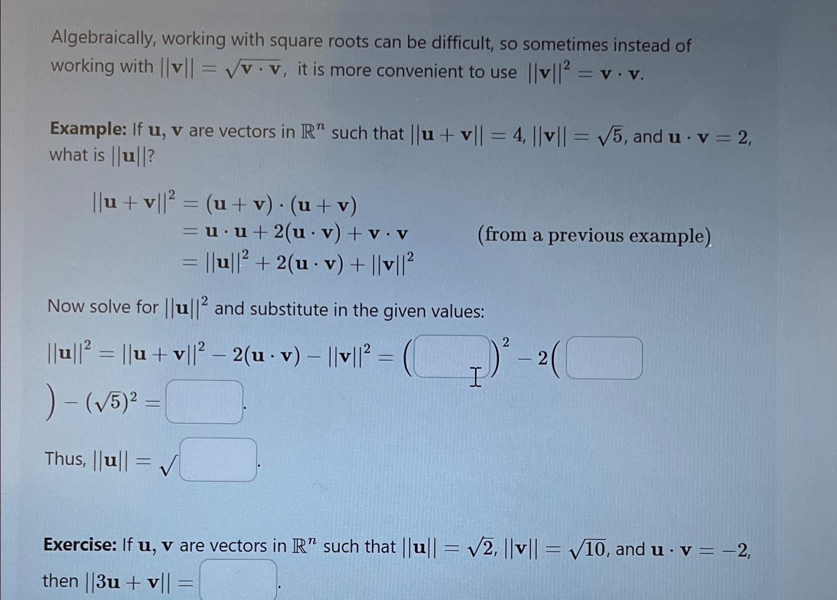 Solved Algebraically, working with square roots can be | Chegg.com
