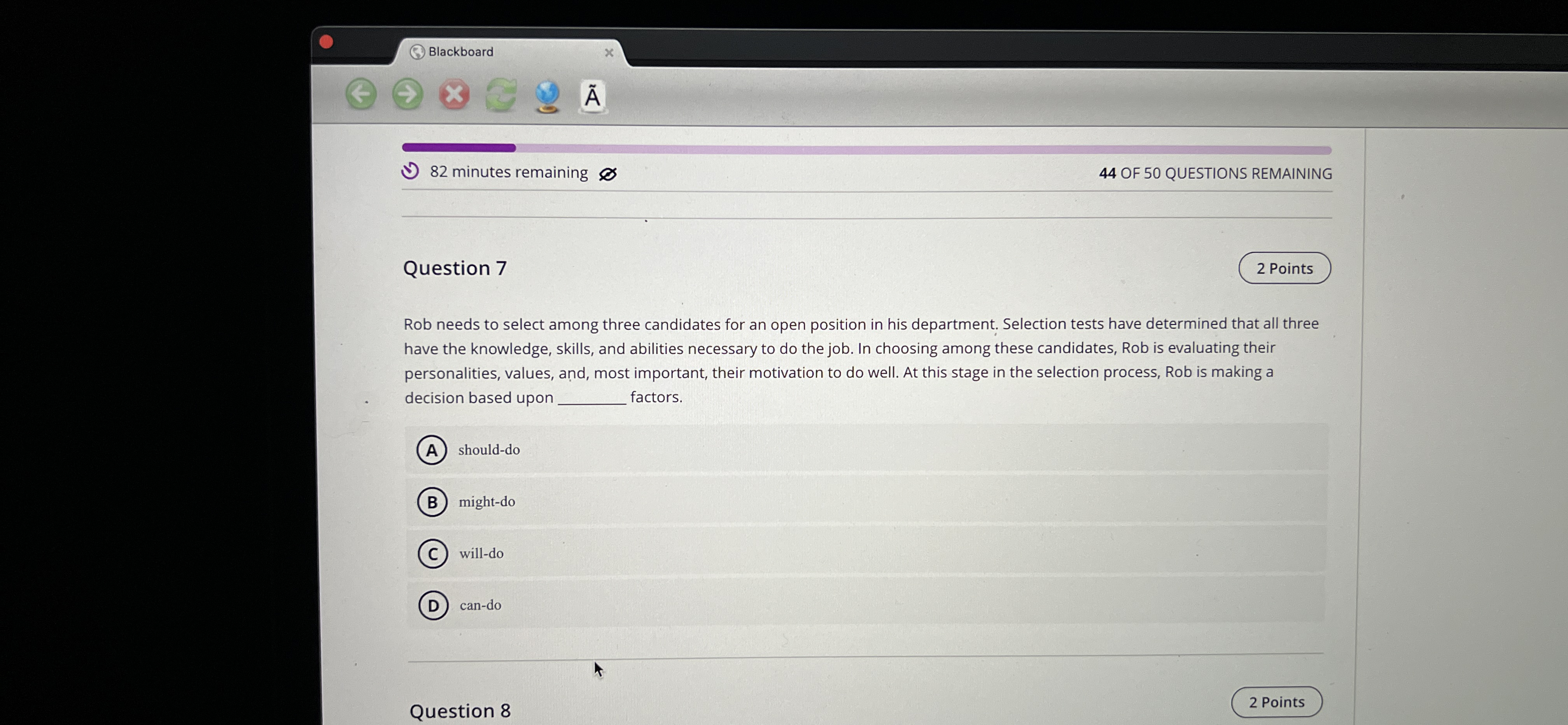 Solved 82 ﻿minutes remaining44 ﻿OF 50 ﻿QUESTIONS | Chegg.com