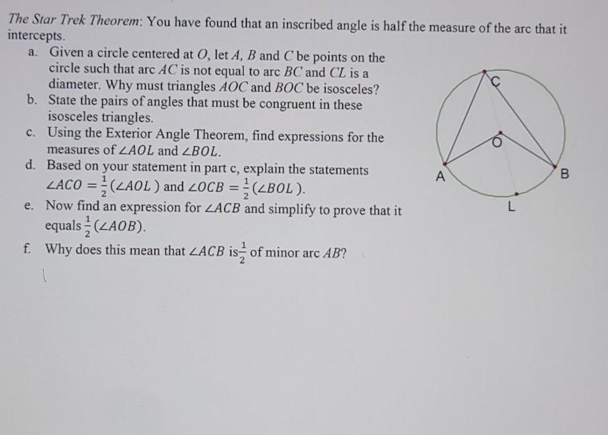 Solved The Star Trek Theorem: You have found that an | Chegg.com