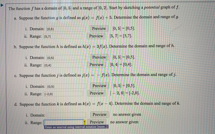 Solved The function f has a domain of (0,5) and a range of | Chegg.com