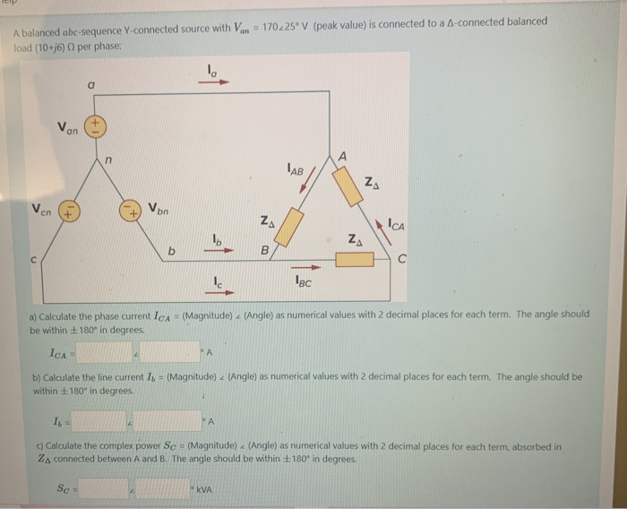 Solved A balanced abc-sequence Y-connected source with Von = | Chegg.com