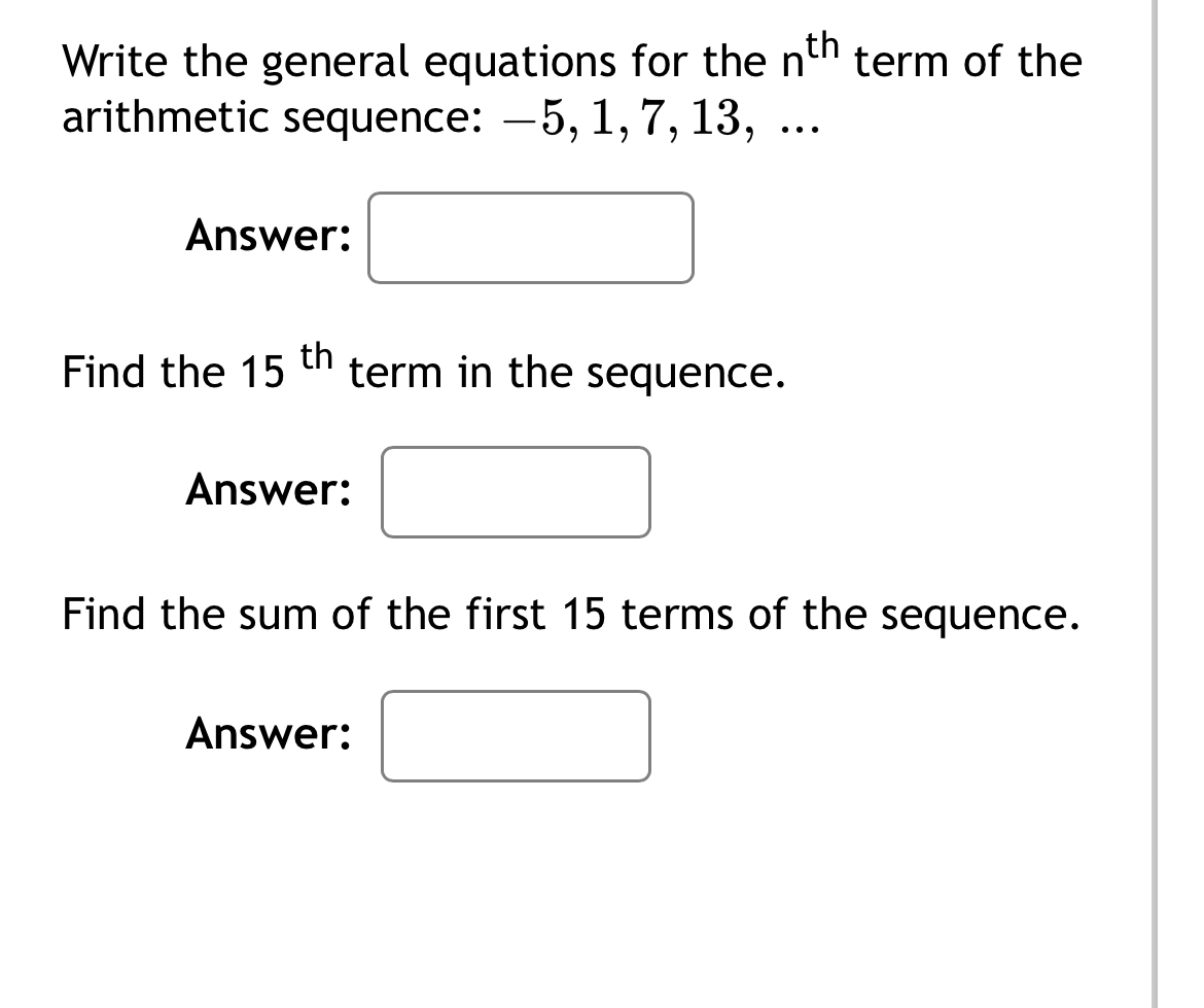 Solved Write the general equations for the nth ﻿term of the | Chegg.com