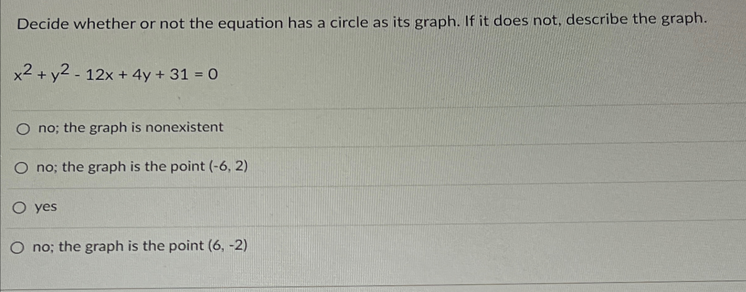 Solved Decide whether or not the equation has a circle as | Chegg.com