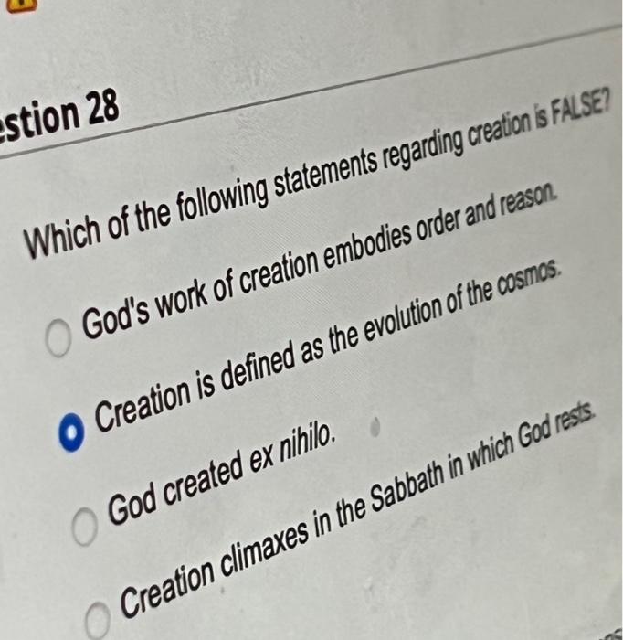 Which of the following statements regarding creation | Chegg.com
