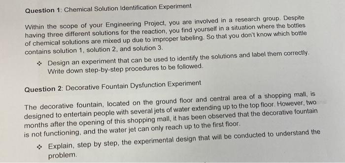 Solved experimental design( lecture:basic fluid mechanics) | Chegg.com