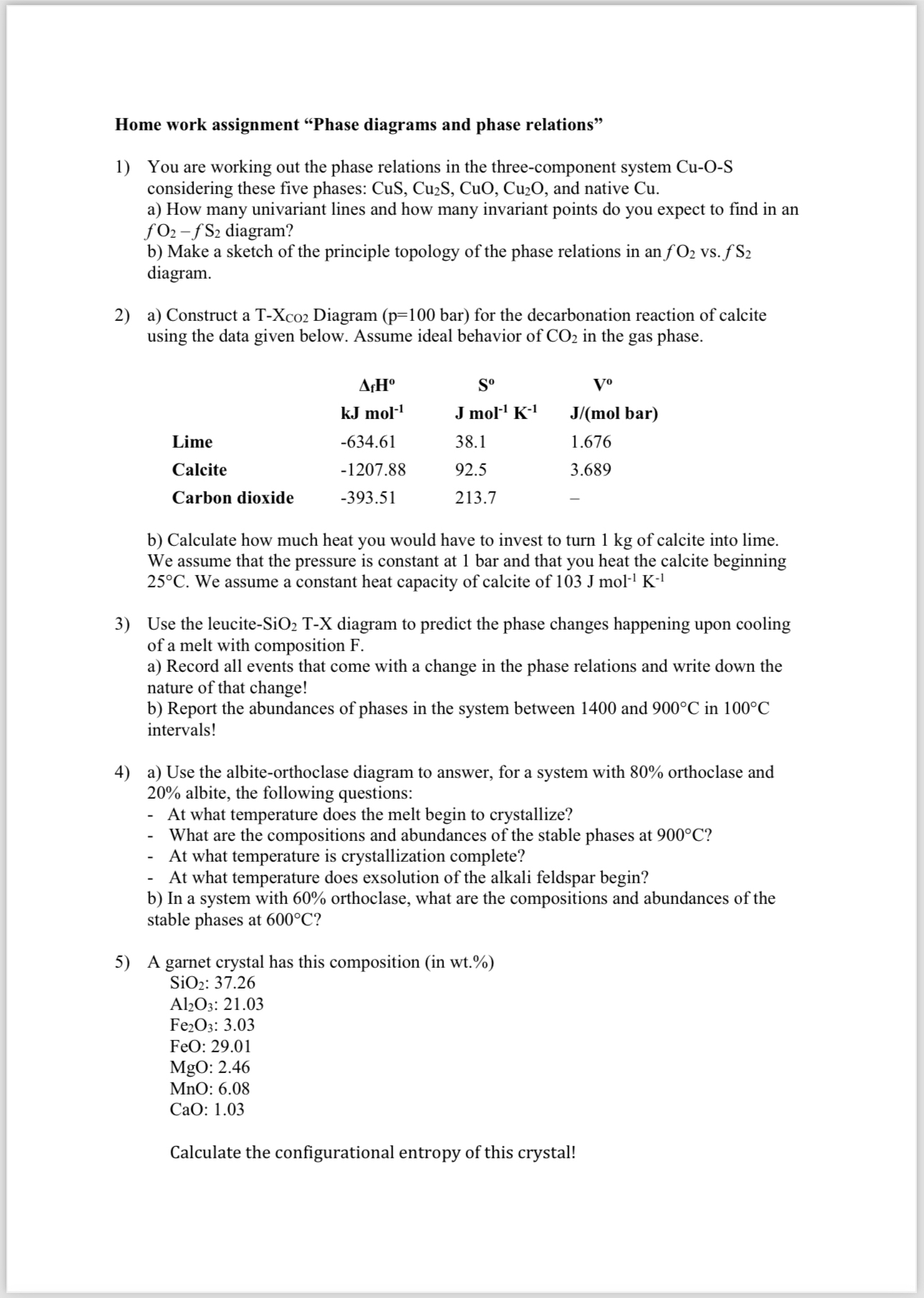 Solved Home work assignment "Phase diagrams and phase | Chegg.com