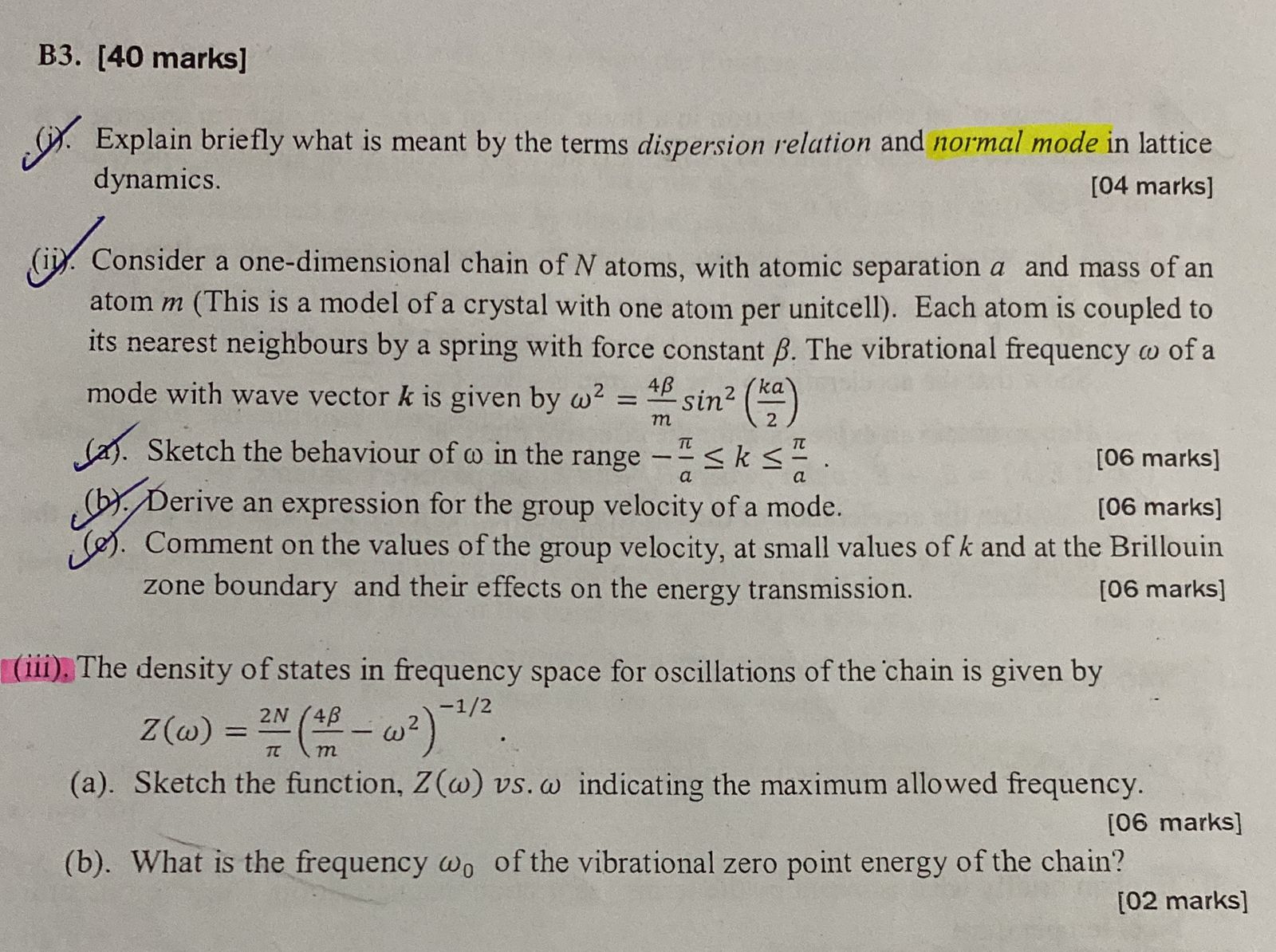 Solved Need answers to part iii only. B3. [40 ﻿marks](j). | Chegg.com