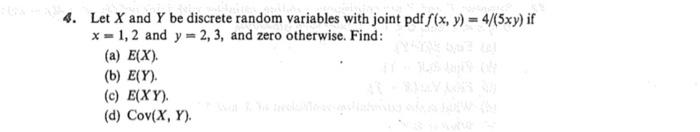 Solved 4. Let X and Y be discrete random variables with | Chegg.com