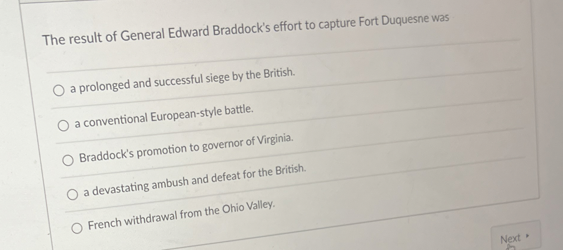 Solved The result of General Edward Braddock's effort to | Chegg.com