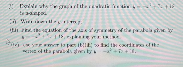Solved B Figure 1 Shows Part Of The Graph Of The Quadratic