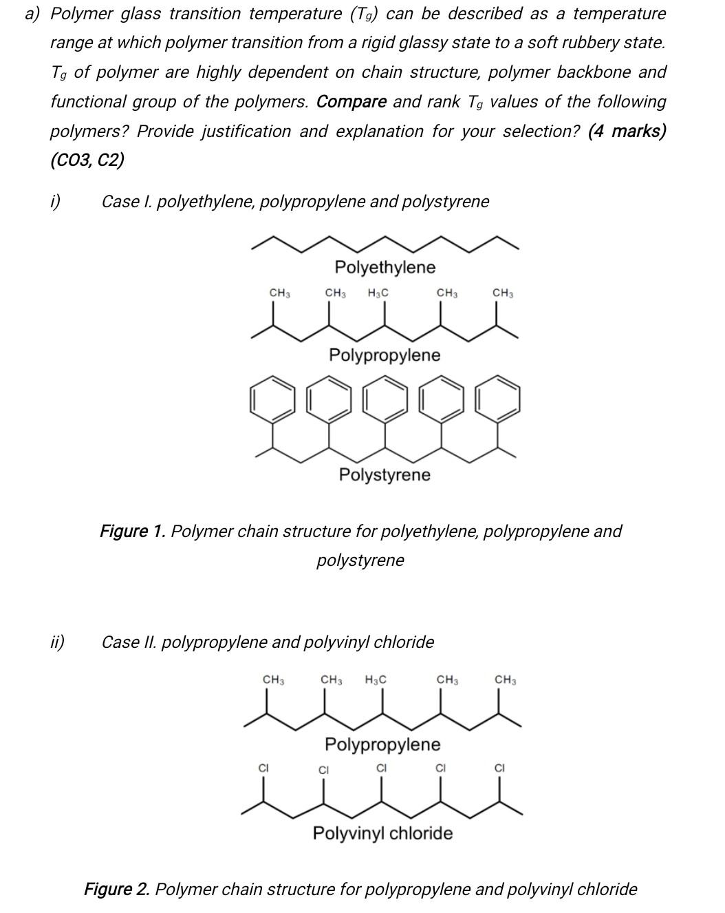 Solved a) Polymer glass transition temperature (T9) can be | Chegg.com