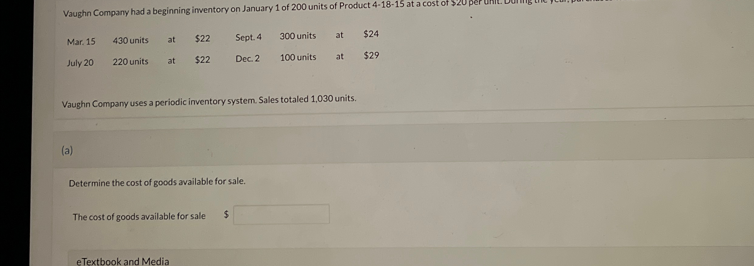 Solved Vaughn Company had a beginning inventory on January 1 | Chegg.com