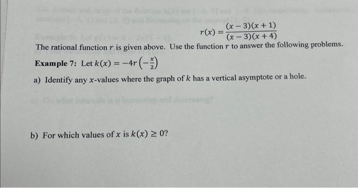 Solved r(x)=(x−3)(x+4)(x−3)(x+1) The rational function r is | Chegg.com