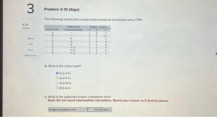 Solved 1 8.33 points eBook Hint Print References Problem 5-7 | Chegg.com