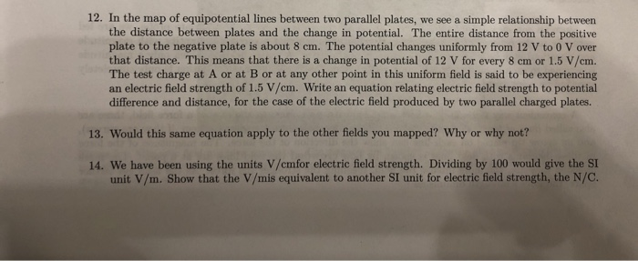 Solved 12. In the map of equipotential lines between two | Chegg.com