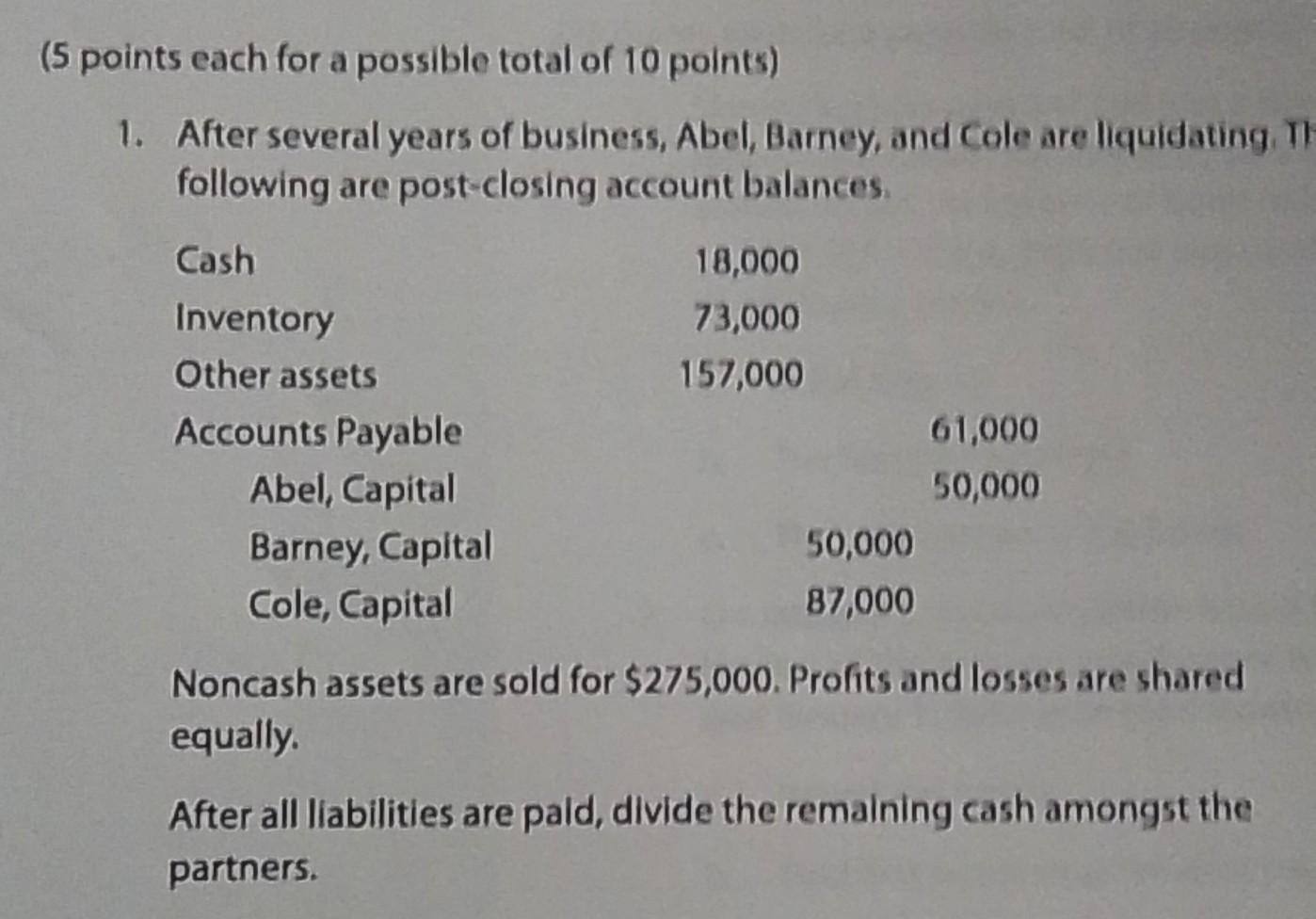 Solved ( 5 points each for a possible total of 10 points) 1. | Chegg.com