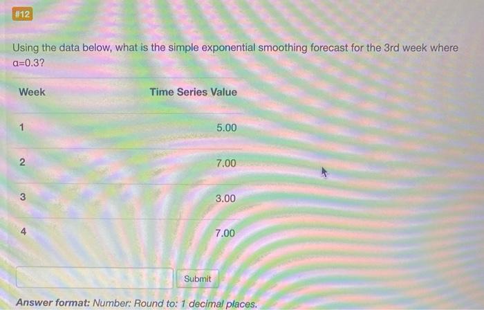 Solved Using the data below, what is the value of MAD? | Chegg.com